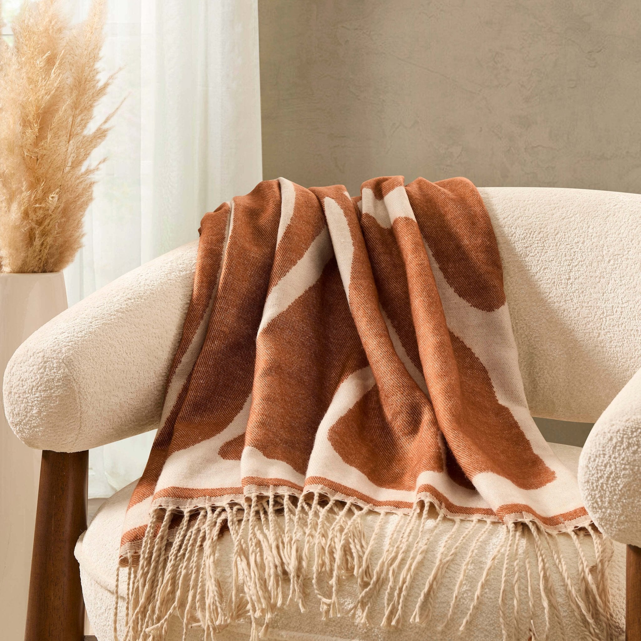 Abstract Floral Sofa Throw - Burnt Orange – DUSK