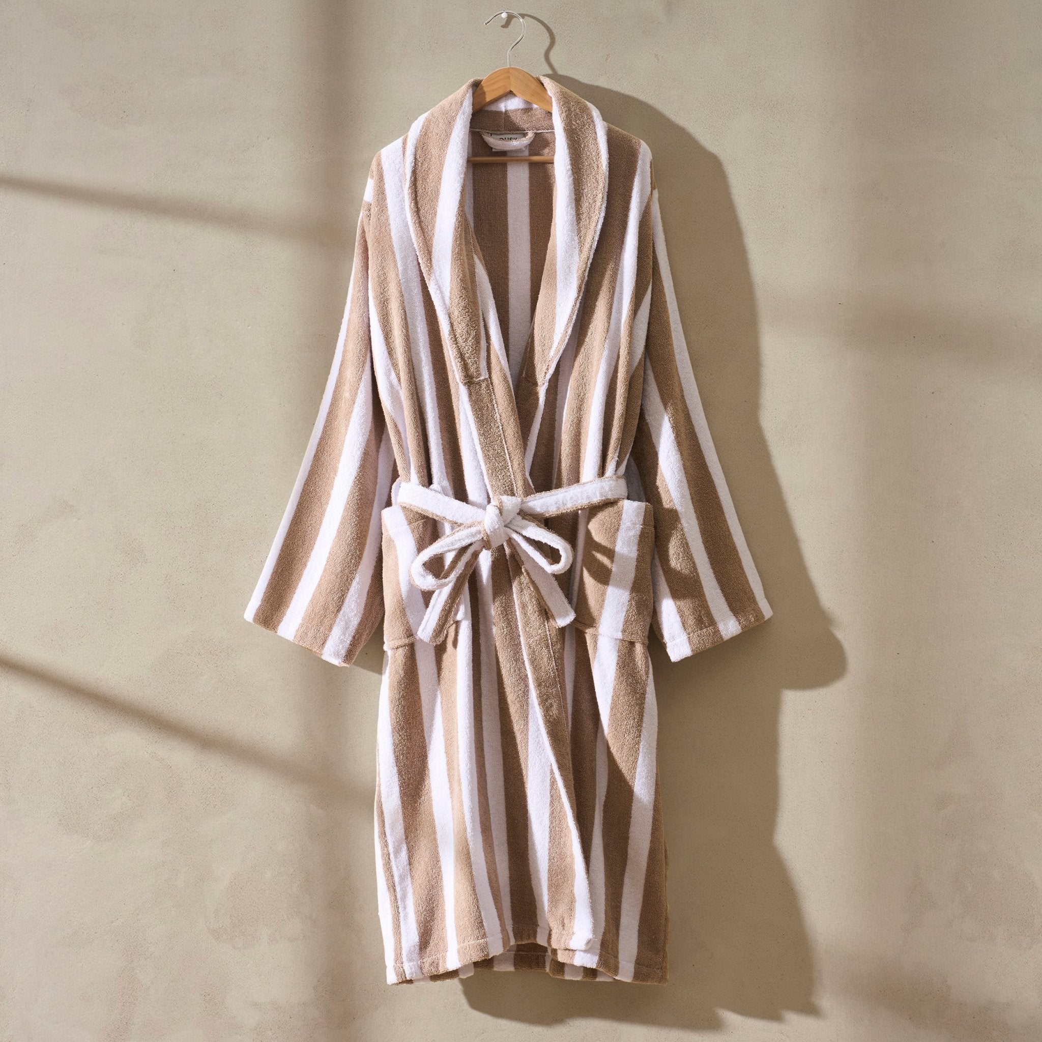 Algarve Stripe Cotton Robe - White/Natural – DUSK