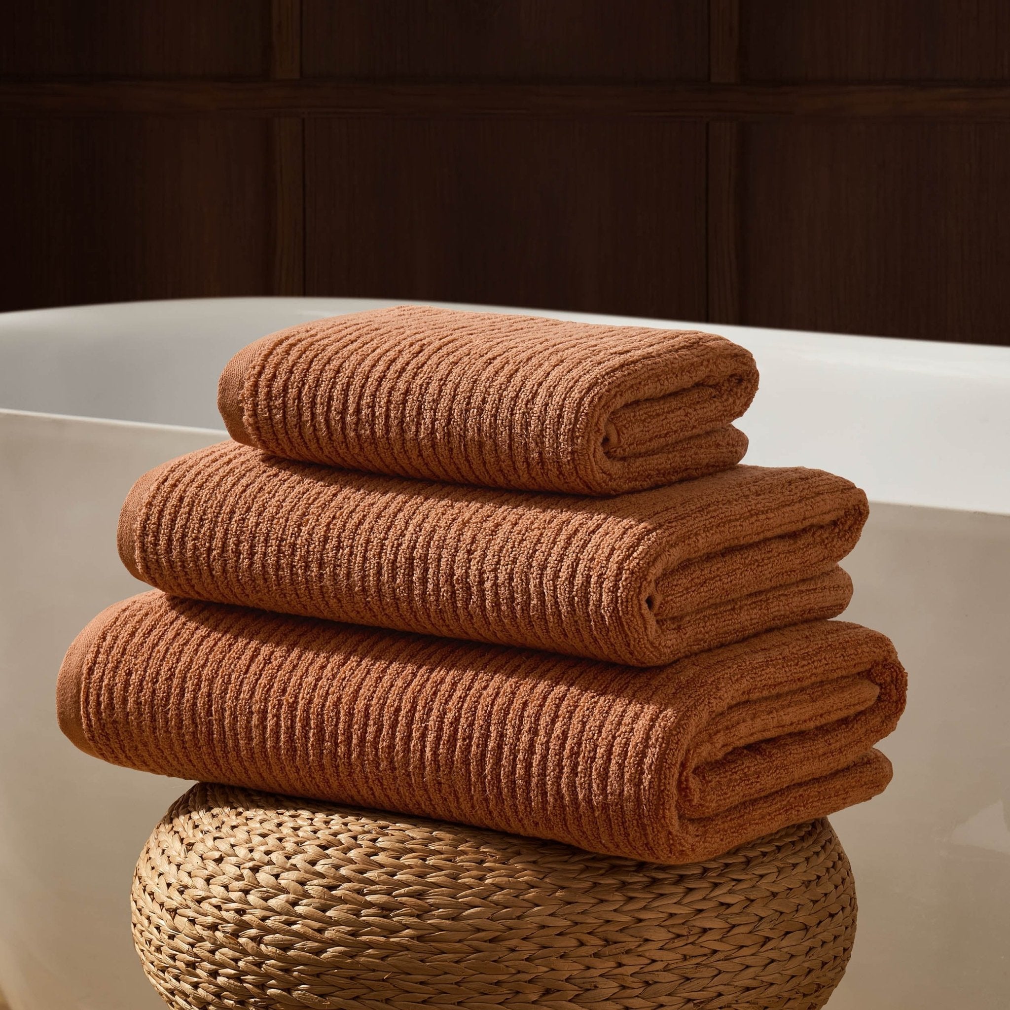 Antigua Soft Fine Ribbed Towel Collection - Burnt Orange – DUSK