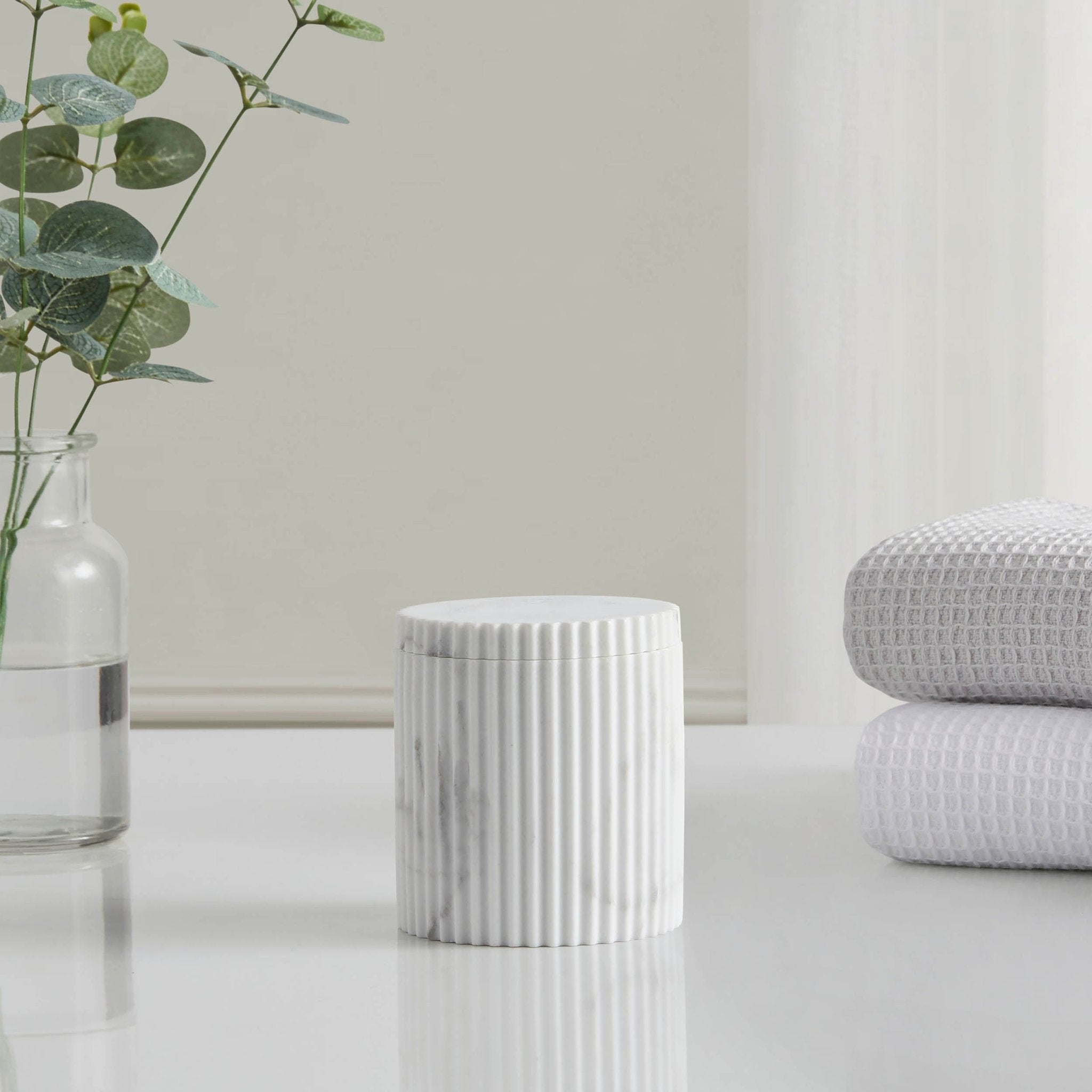 Athena Marble Effect Resin Storage Pot - White – DUSK