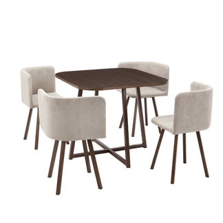 Ava Space Saver 4 Seater Dining Table and Chairs - Walnut/Stone – DUSK