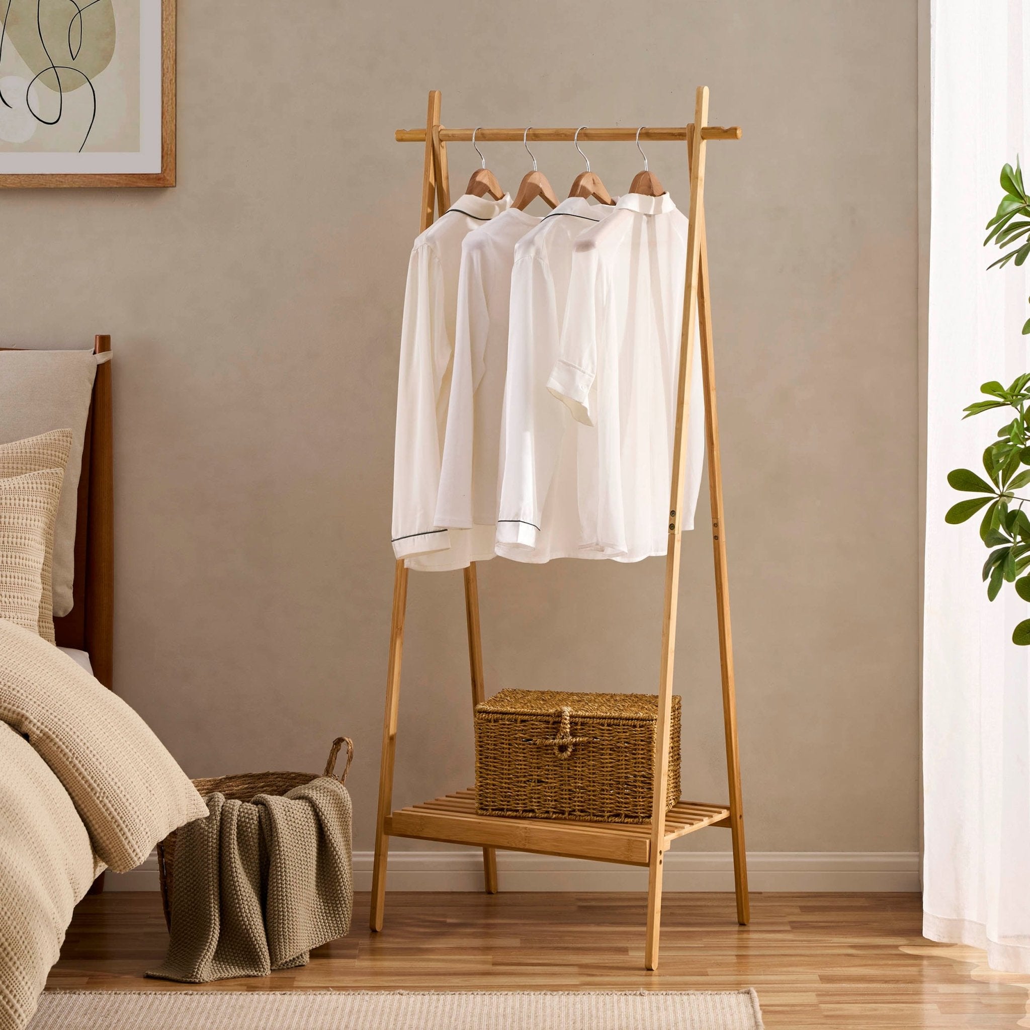 Becky Bamboo Clothes Rail - Light Wood – DUSK