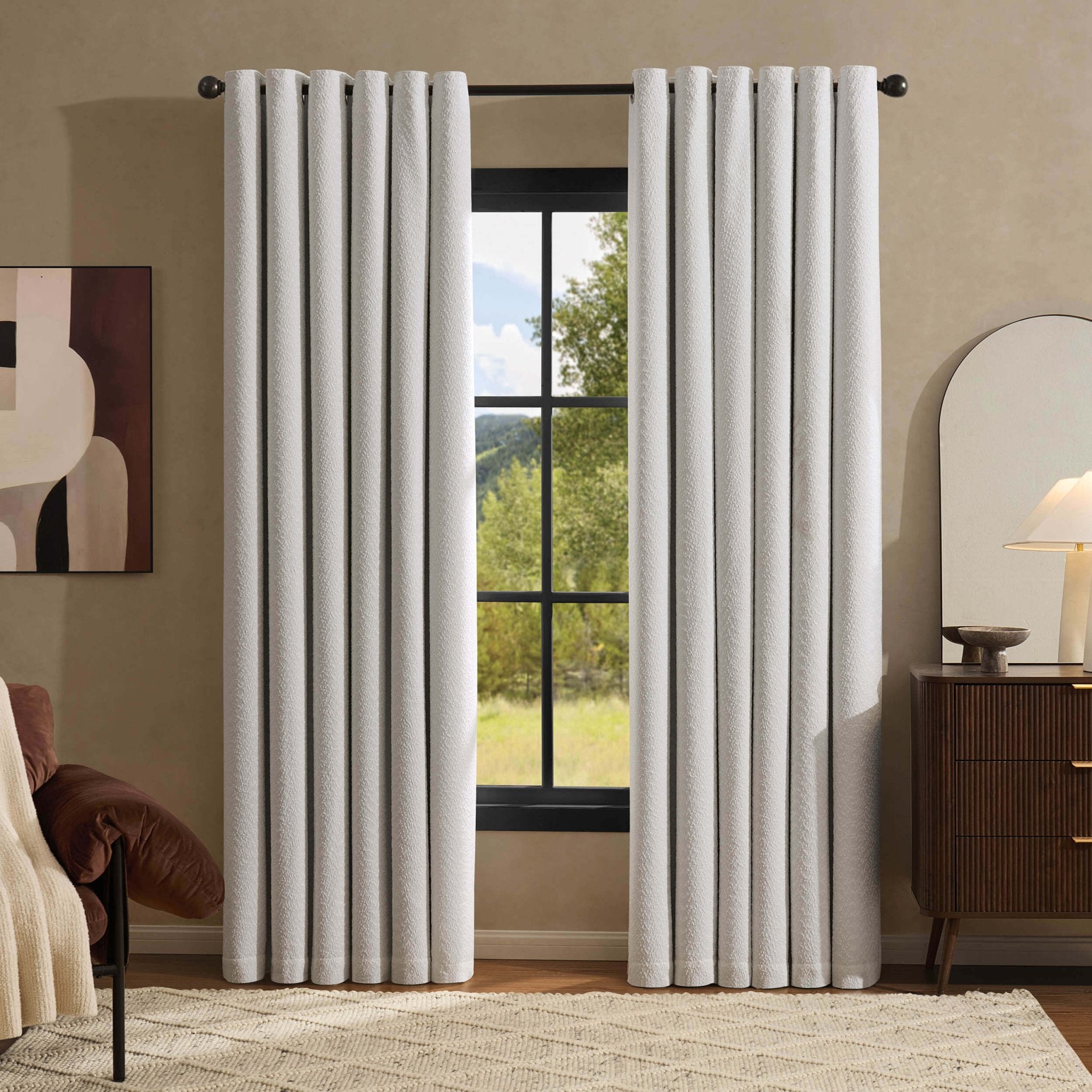Boucle Blackout Curtains - White – DUSK