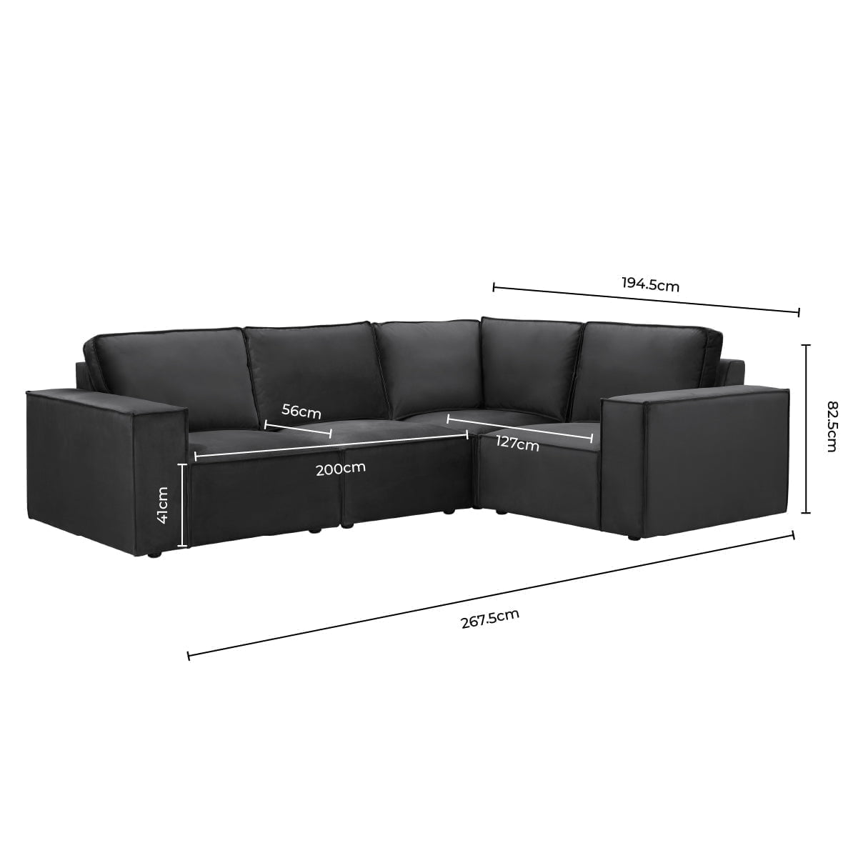Brooklyn Small Left Hand L-Shape Sofa - Ink – DUSK