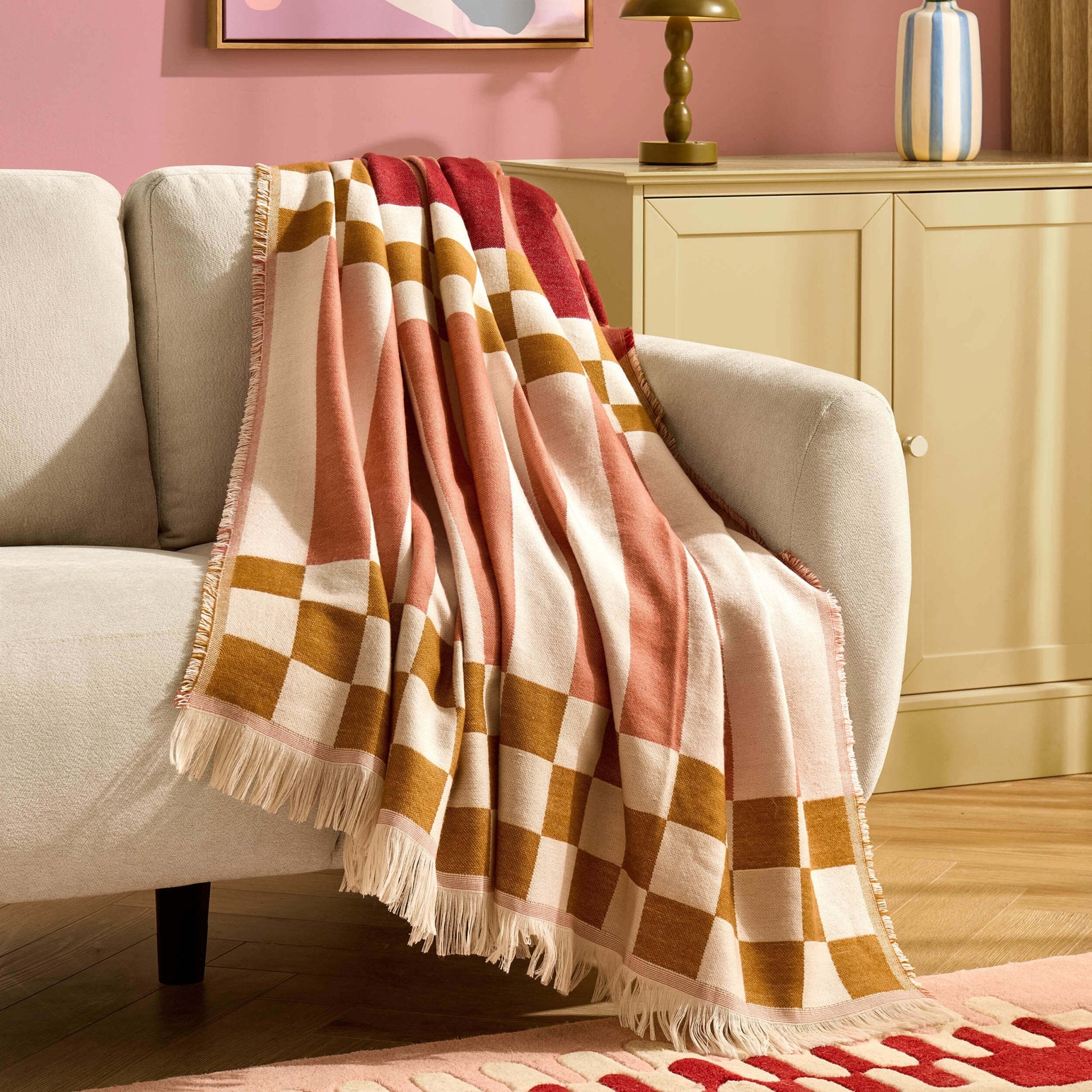 Checkerboard Sofa Throw - Pink/ Yellow – DUSK