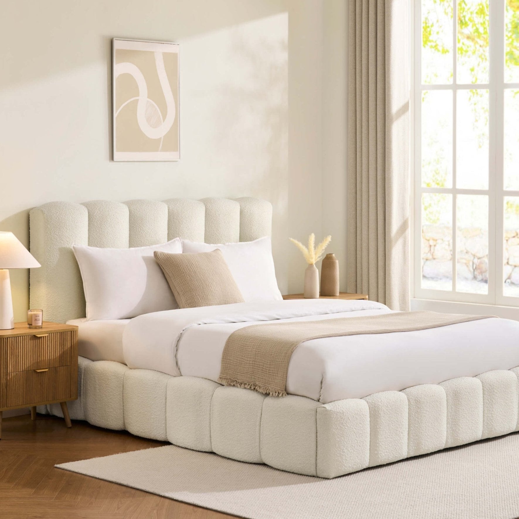 Cheshire Boucle Ottoman Storage Bed - Off White – DUSK