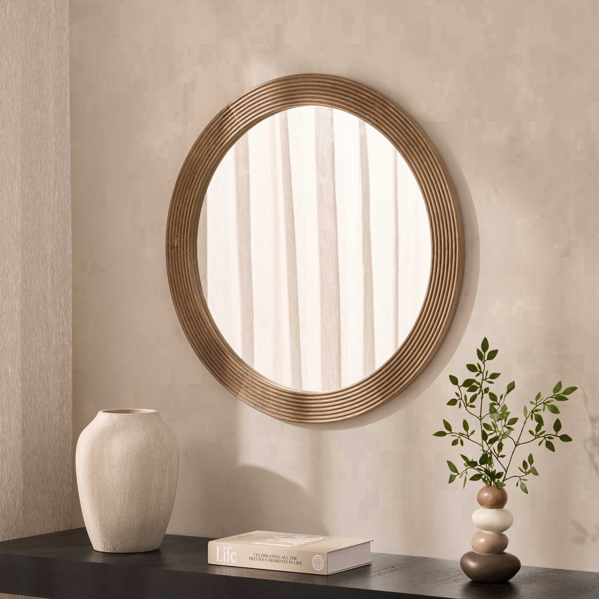 Cyrus Circle Wood Mirror - Light Wood – DUSK