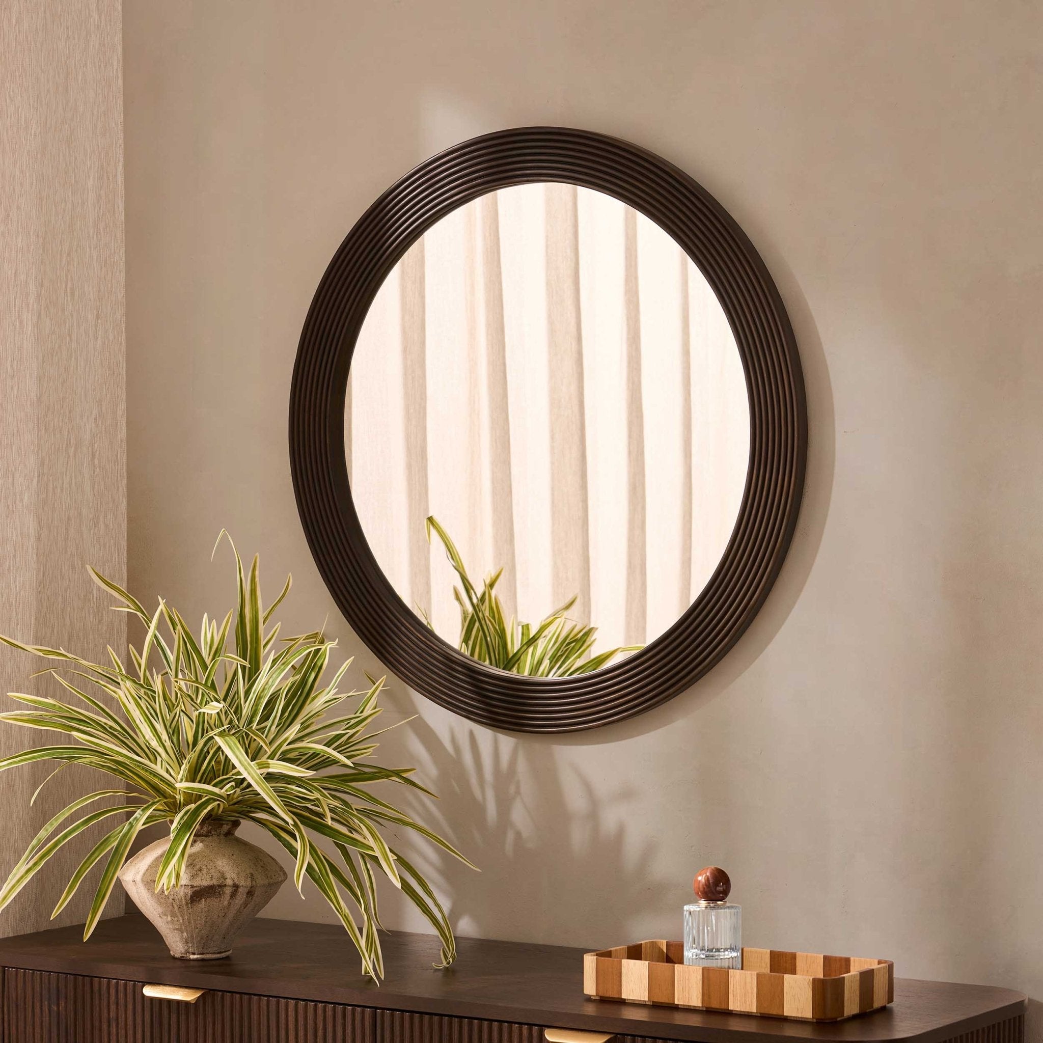 Cyrus Circle Wood Mirror - Walnut – DUSK