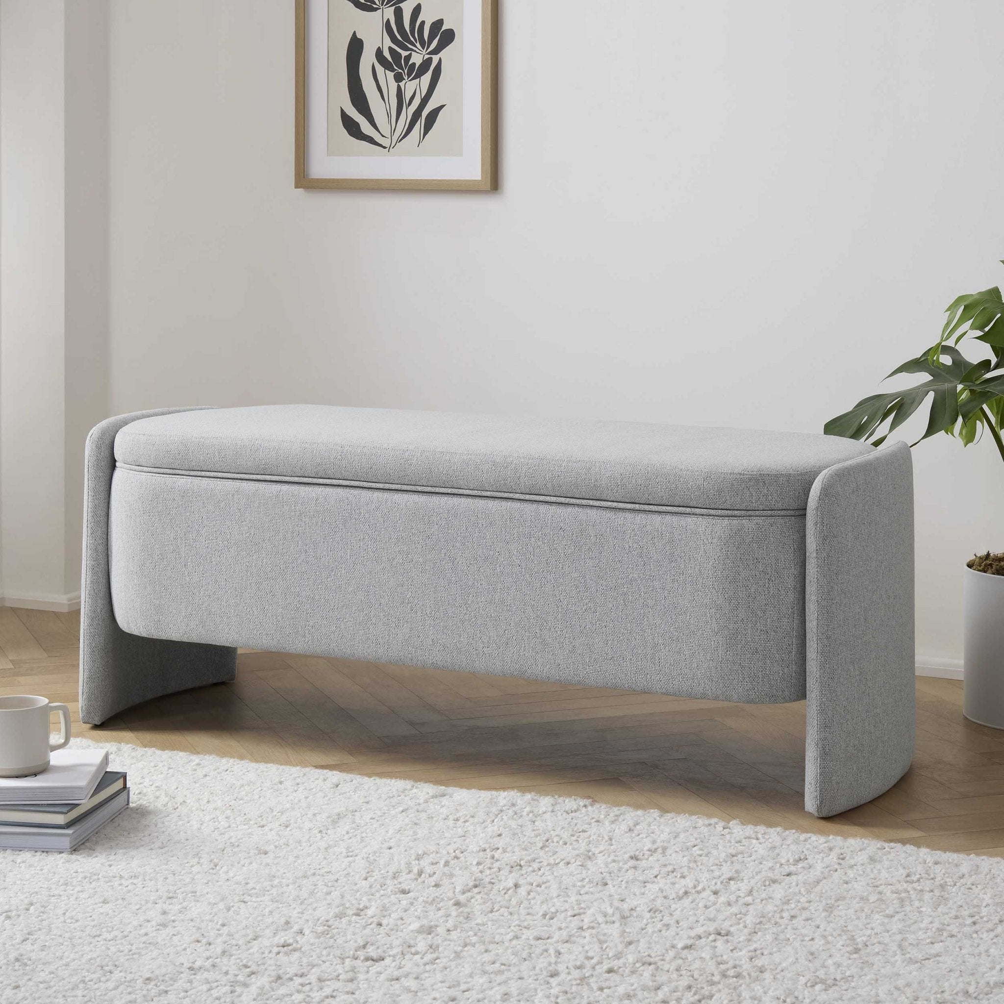 Didsbury Curved Storage Bench - Light Grey – DUSK