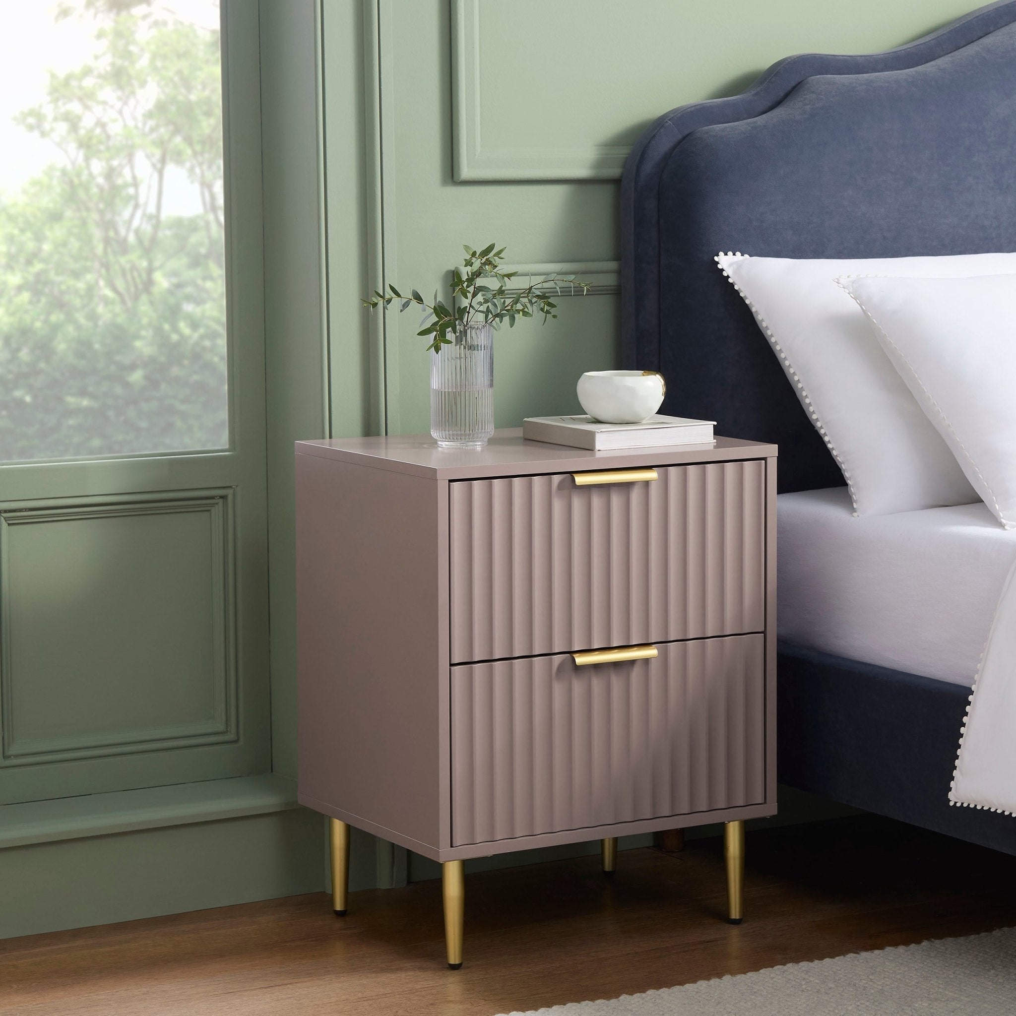 Evie 2 Drawer Bedside Table - Dusty Mauve – DUSK