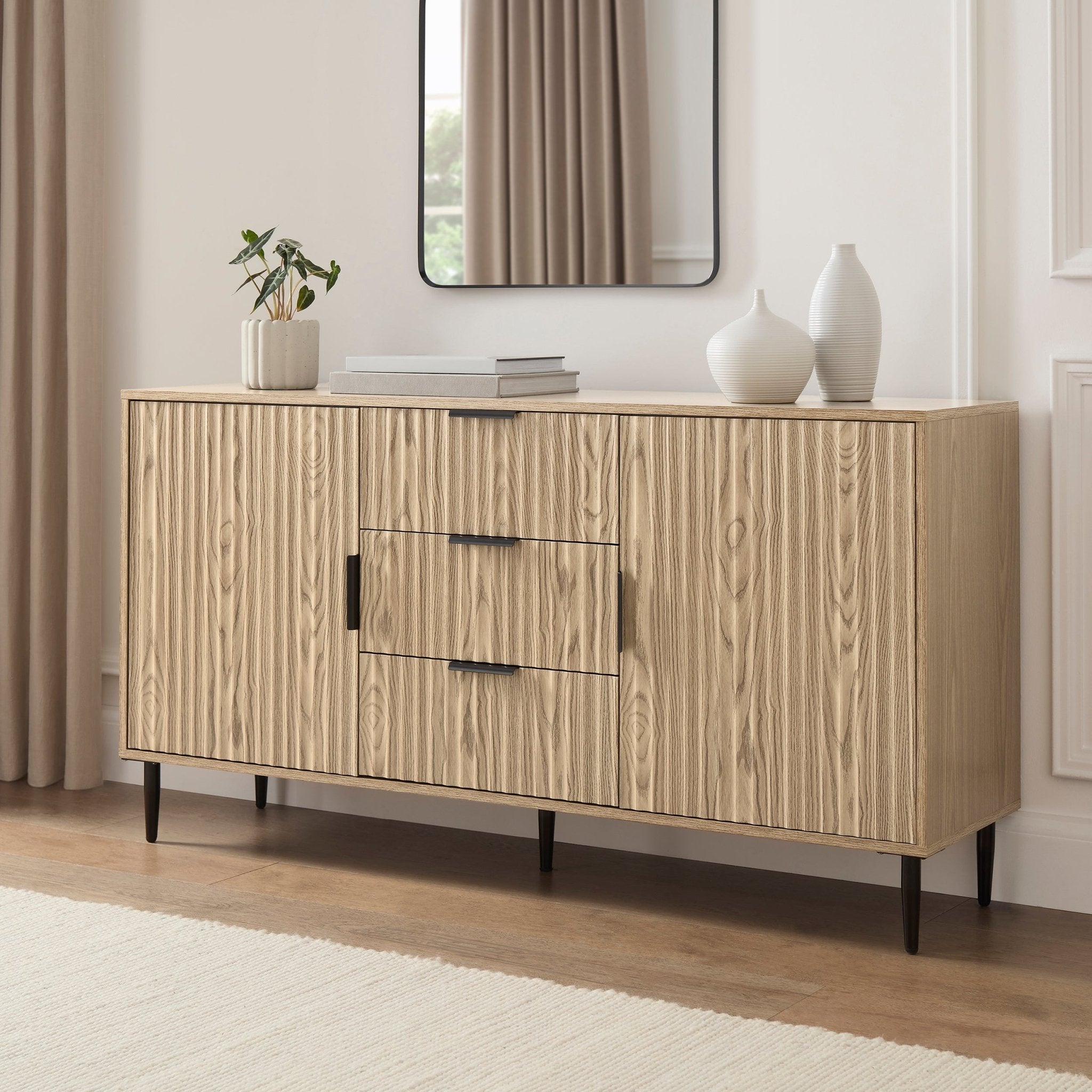 Evie Sideboard with Drawers - Wood Effect – DUSK