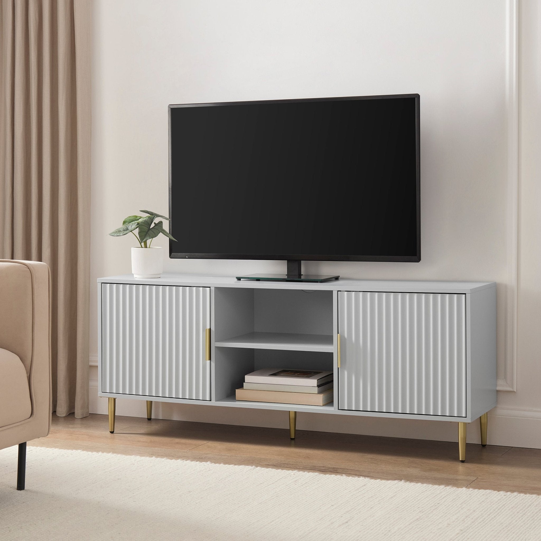 Evie TV Stand for TVs up to 65"- Grey – DUSK