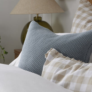 Gingham Square Frill Edge Cushion Cover - Natural – DUSK