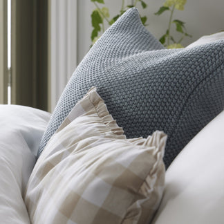 Gingham Square Frill Edge Cushion Cover - Natural – DUSK