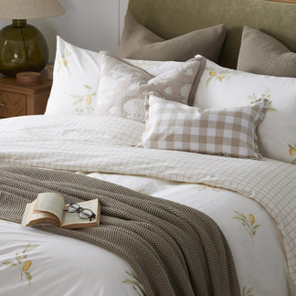 Gingham Square Frill Edge Cushion Cover - Natural – DUSK