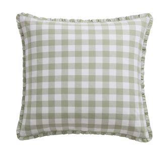Gingham Square Frill Edge Cushion Cover - Sage – DUSK