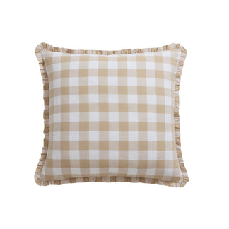 Gingham Square Frill Edge Sofa Cushion Cover - Natural – DUSK