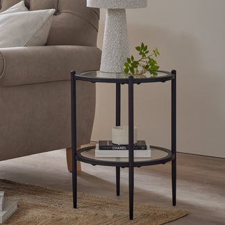 Glass Round Side Table - Black – DUSK