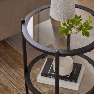 Glass Round Side Table – DUSK