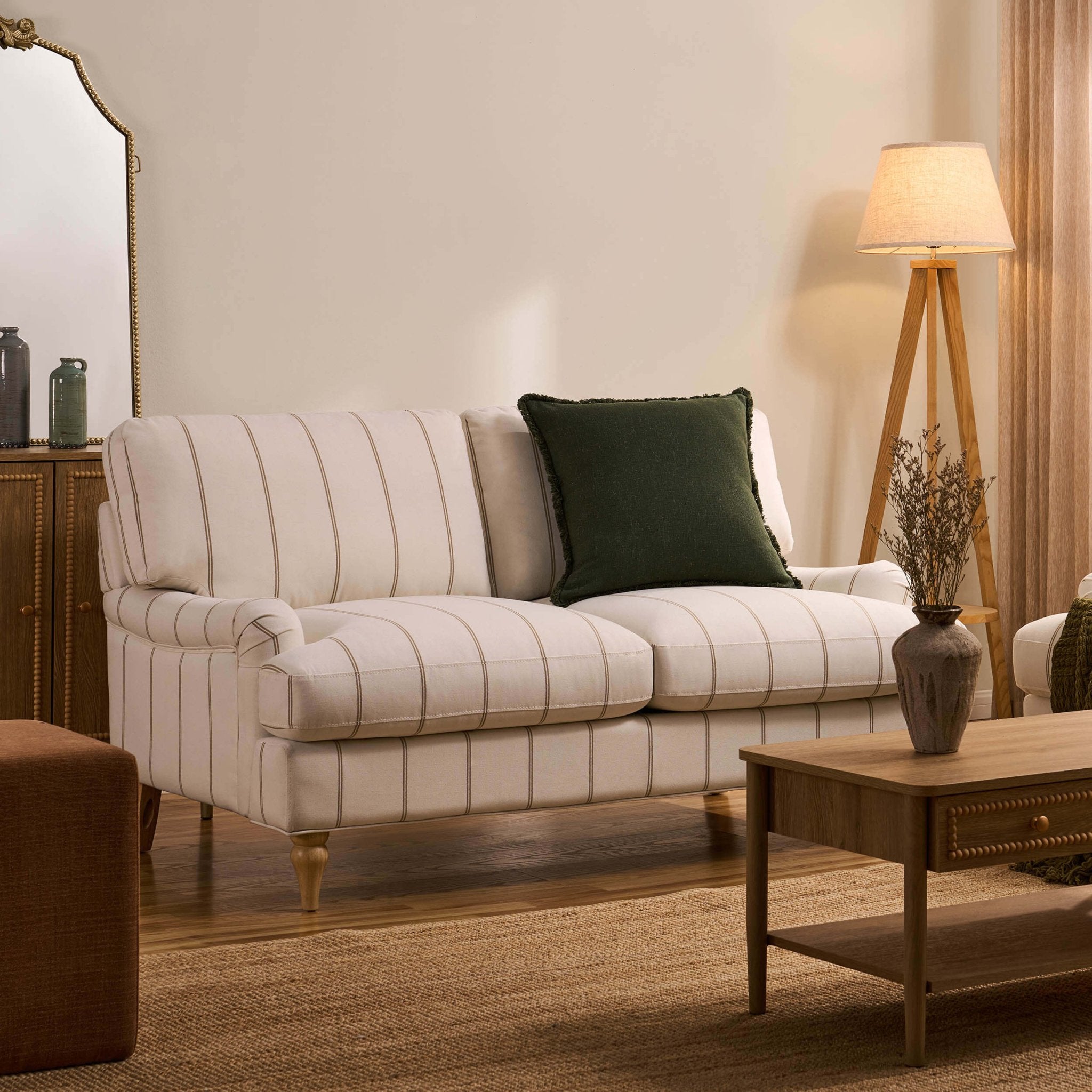 Hampshire 2 Seater Sofa - Thin Natural Stripe – DUSK
