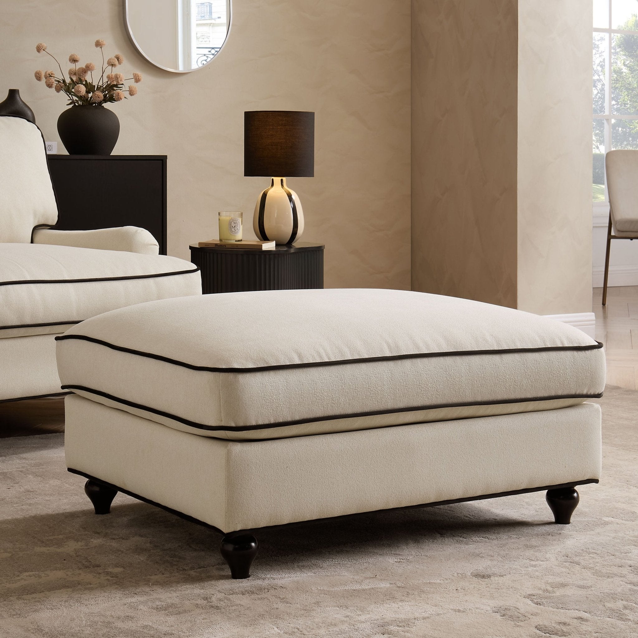 Hampshire Pouffe - Cream/Black – DUSK