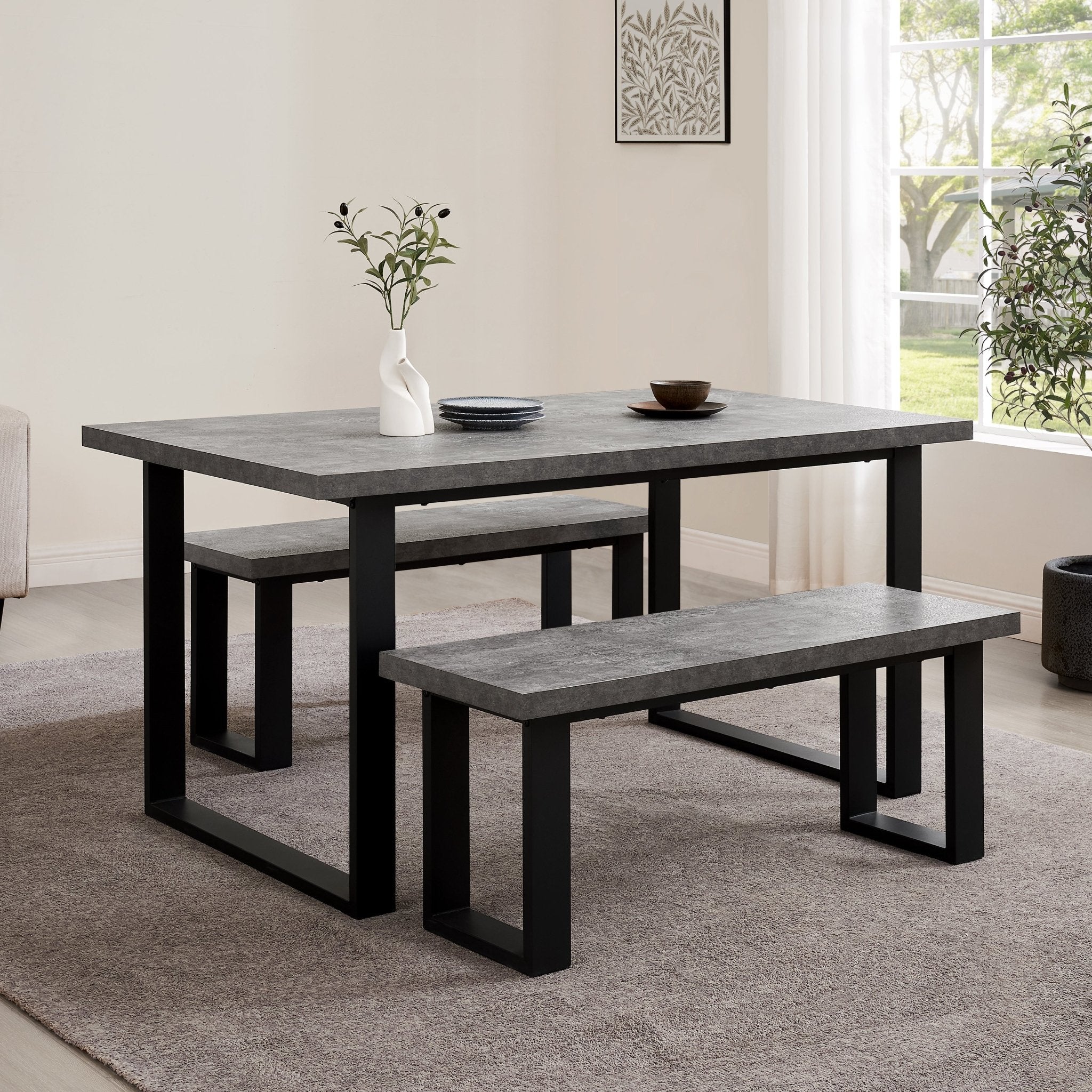 Harper 4-6 Seater Dining Table - Stone/Black – DUSK