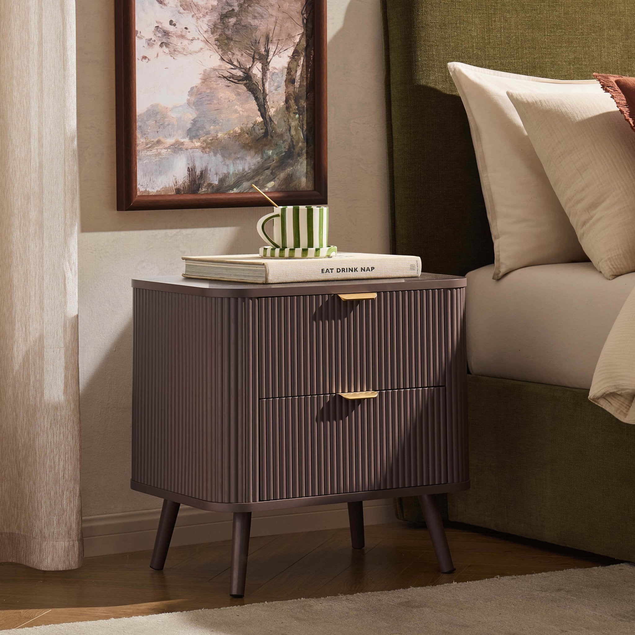 Hattie 2 Drawer Bedside Table - Mocha – DUSK