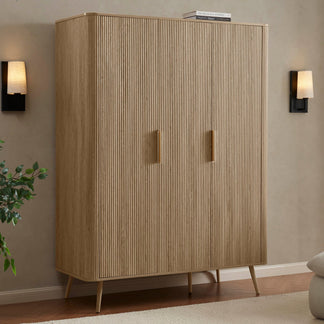 Hattie 3 Door Wardrobe - Light Wood – DUSK