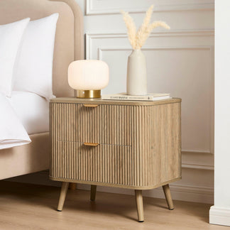Hattie 2 Drawer Bedside Table - Light Wood – DUSK