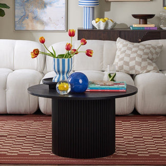 Hattie Round Pedestal Coffee Table - Black – DUSK