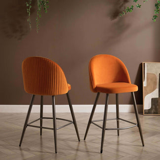 Hattie Set of 2 Barstools - Bright Orange – DUSK