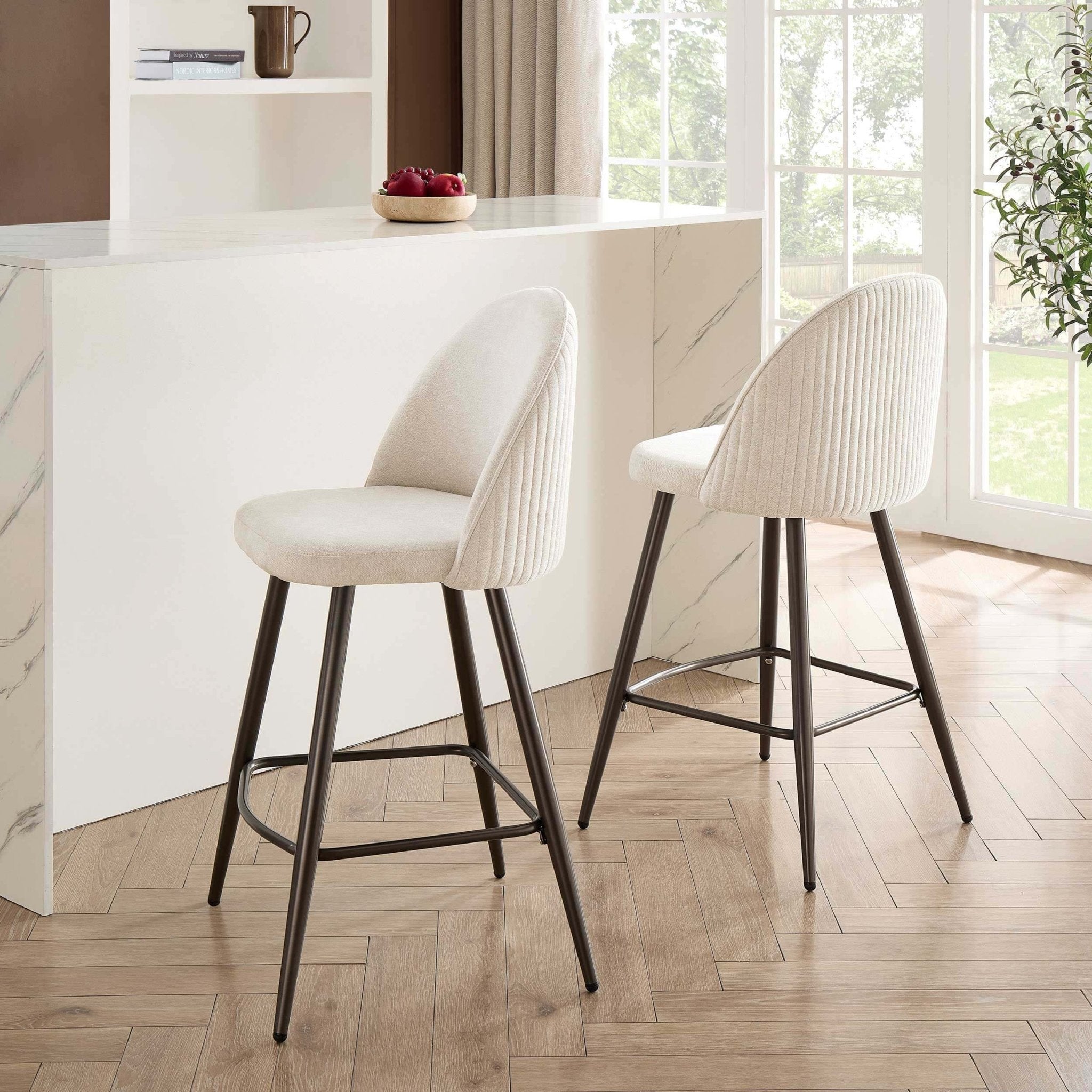 Hattie Set of 2 Barstools - Ivory Chenille – DUSK