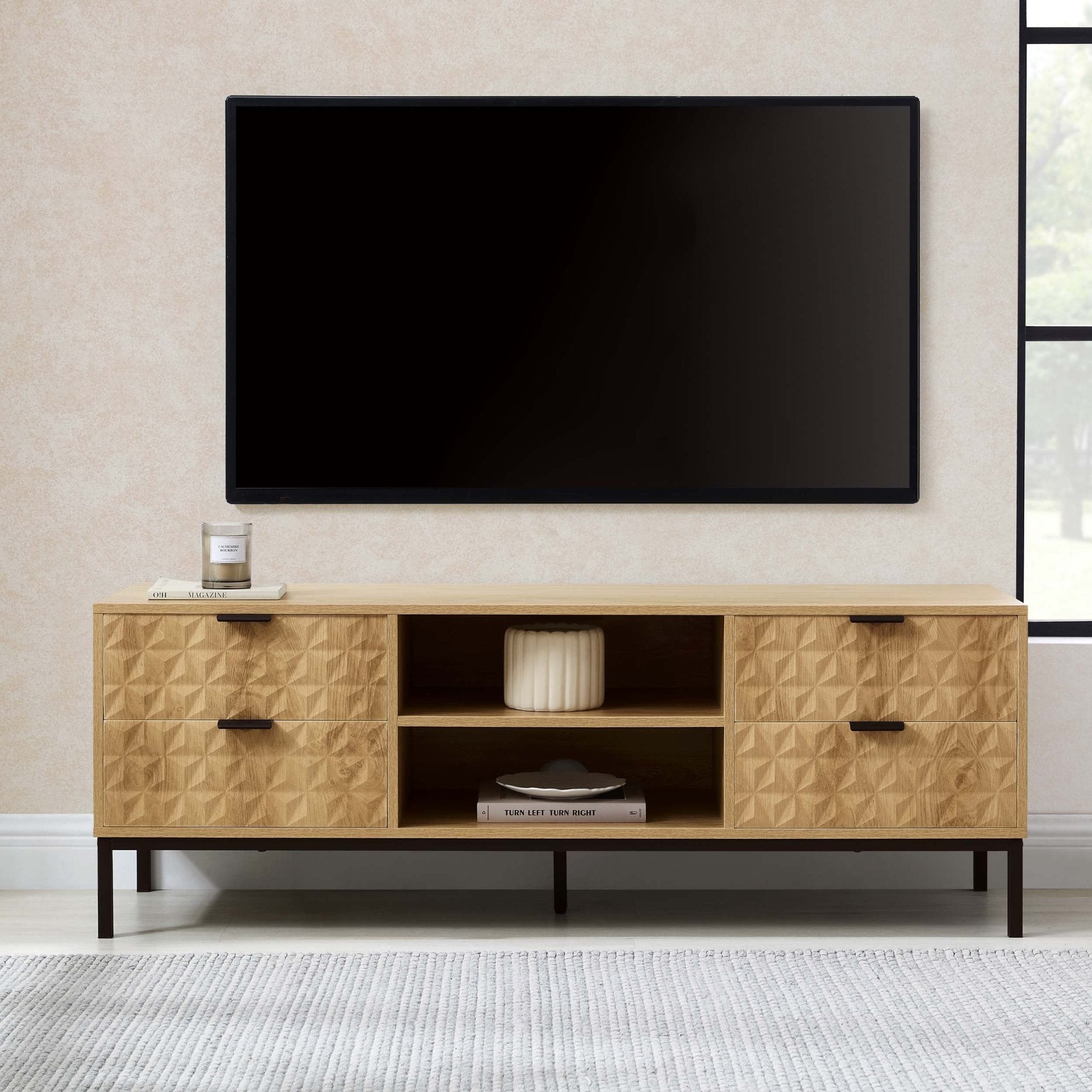 Isabella TV Unit for TVs up to 60"- Light Wood – DUSK