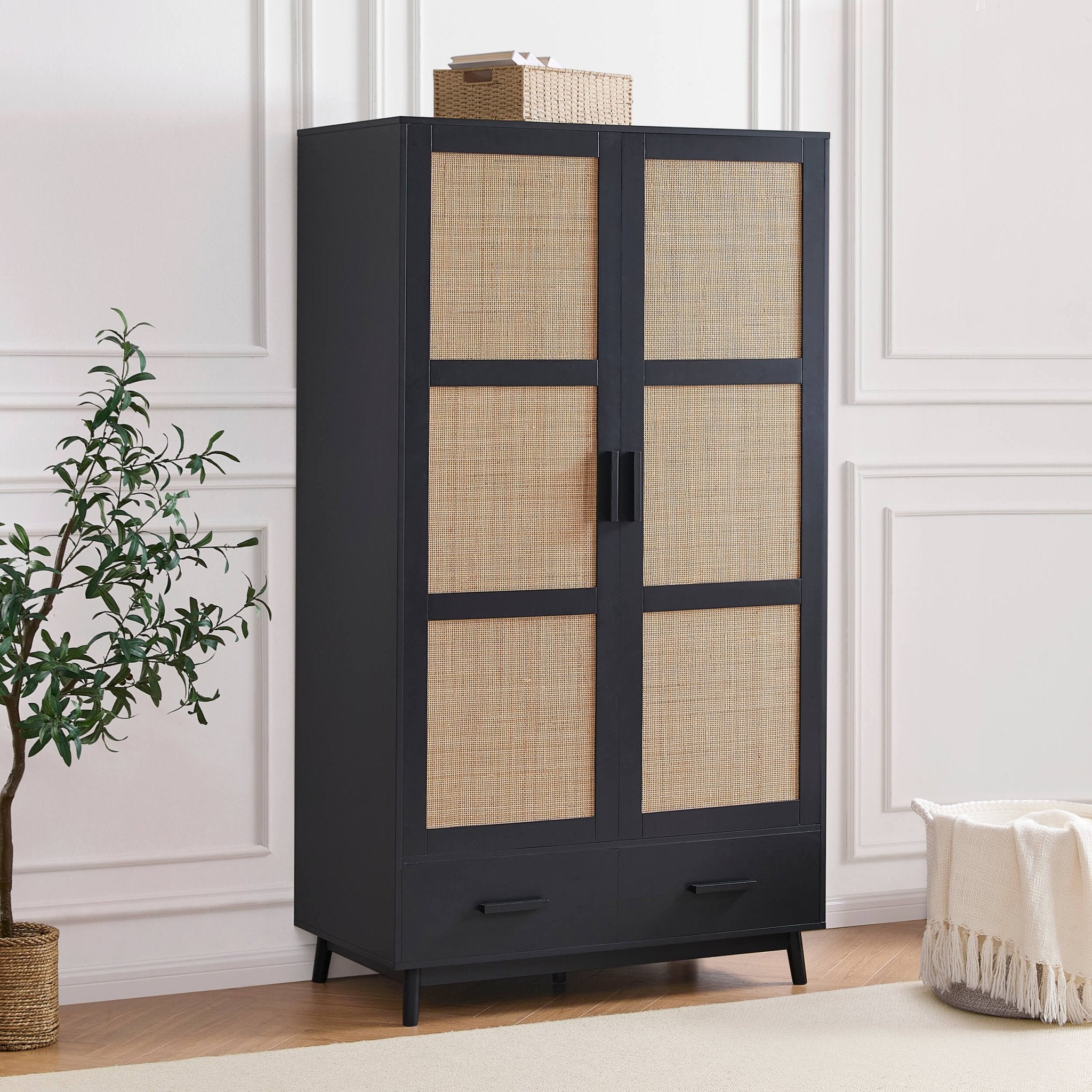 Isla 2 Door Wardrobe with Drawers - Black – DUSK