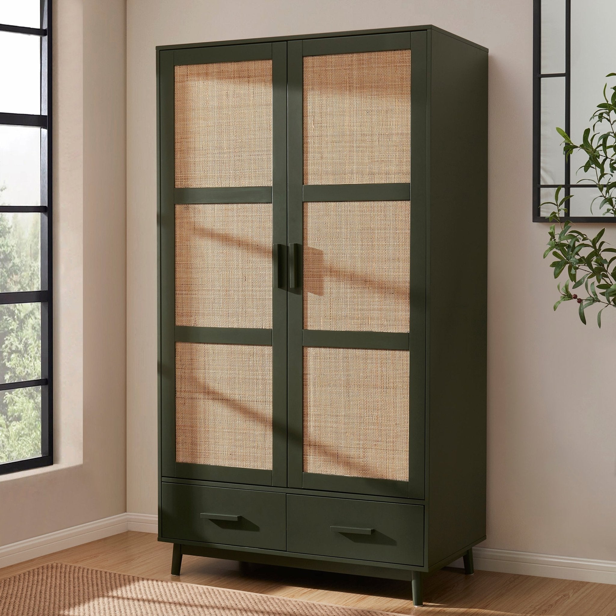 Isla 2 Door Wardrobe with Drawers - Forest Green – DUSK