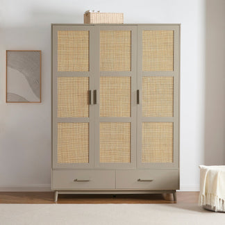 Isla 3 Door Wardrobe with Drawers - Taupe – DUSK