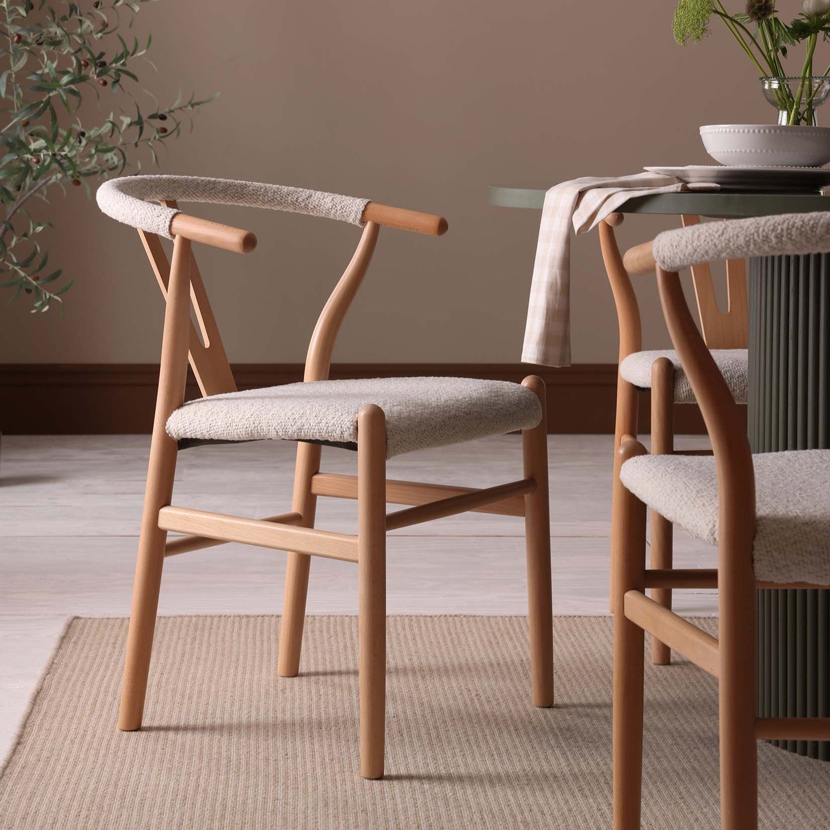 Jade Set of 2 Dining Chairs - Ivory Boucle – DUSK