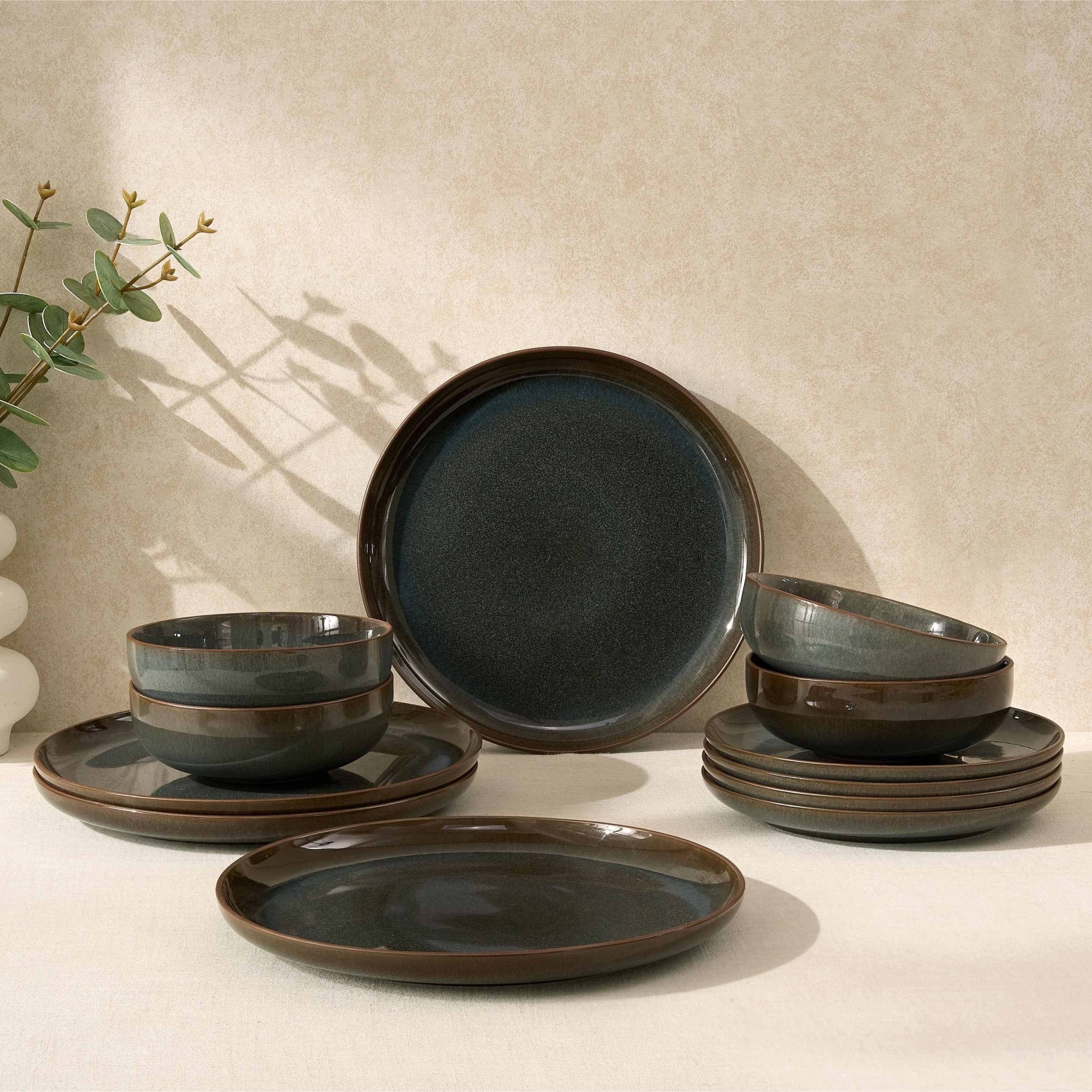 Juniper 12 Piece Dinner Set - Grey/Blue – DUSK