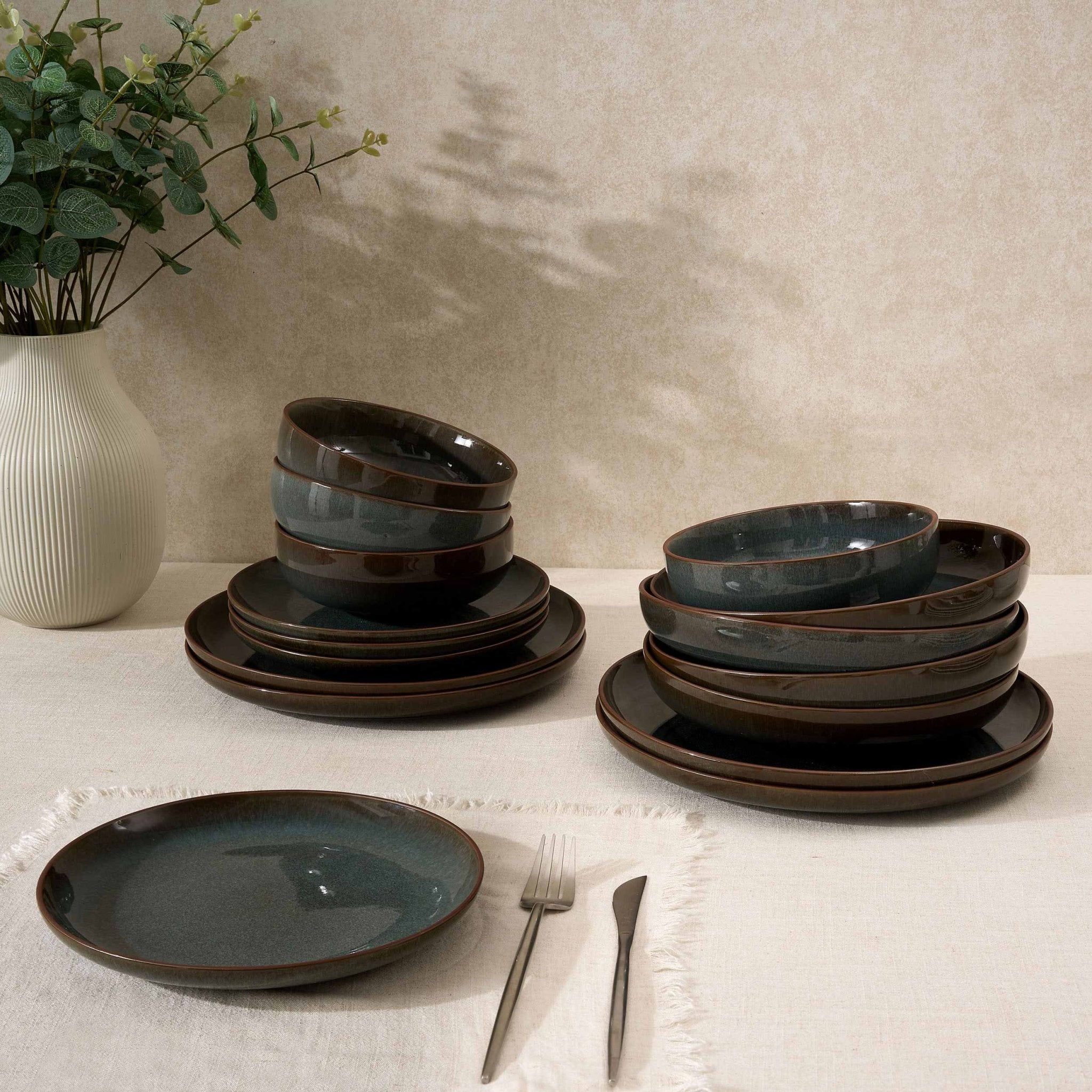 Juniper 16 Piece Dinner Set - Grey/Blue – DUSK