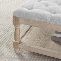 Knaresborough Button Back Coffee Table Pouffe - Light Grey – DUSK