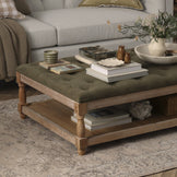 Knaresborough Button Back Coffee Table Pouffe - Olive – DUSK