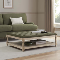 Knaresborough Button Back Coffee Table Pouffe - Olive – DUSK