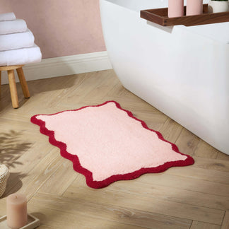 Kos Scalloped Bath Mat - Pink/Red – DUSK