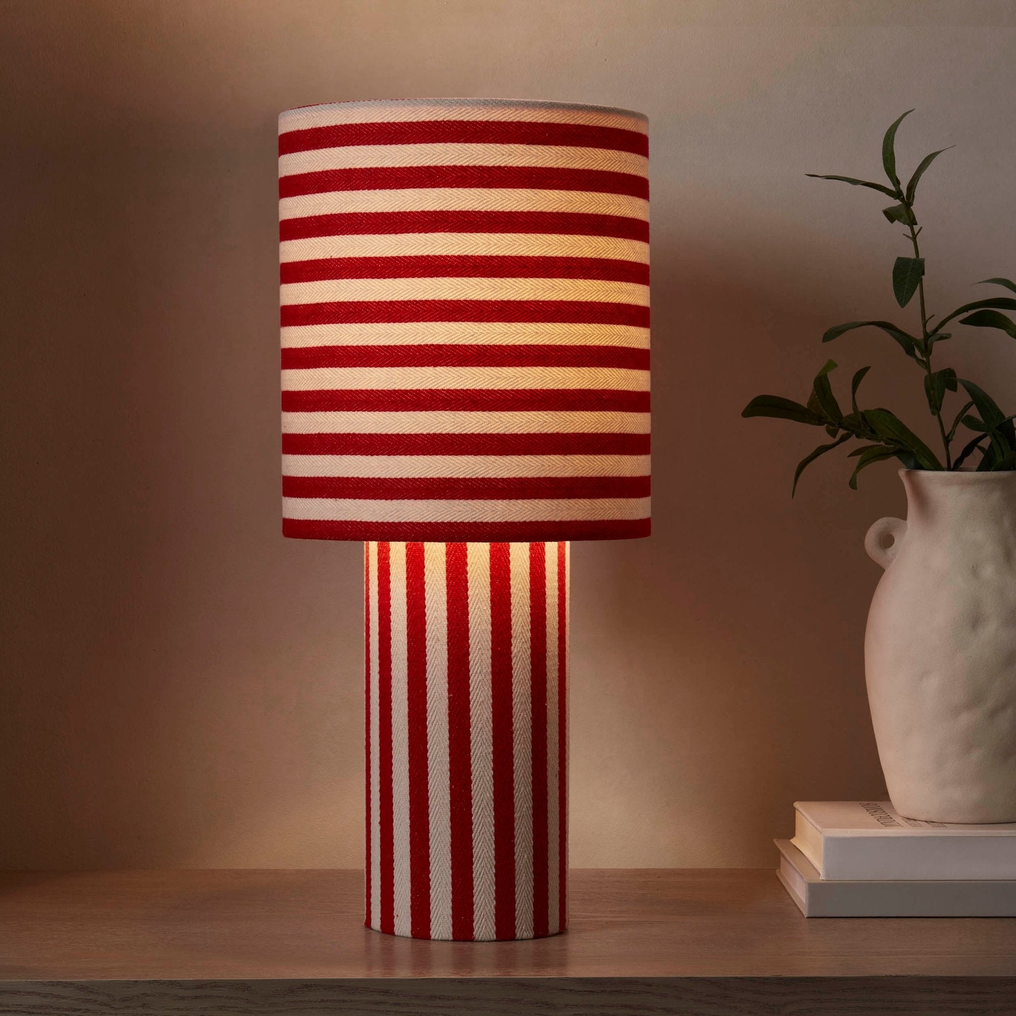Lucia Striped Table Lamp - Red/White – DUSK
