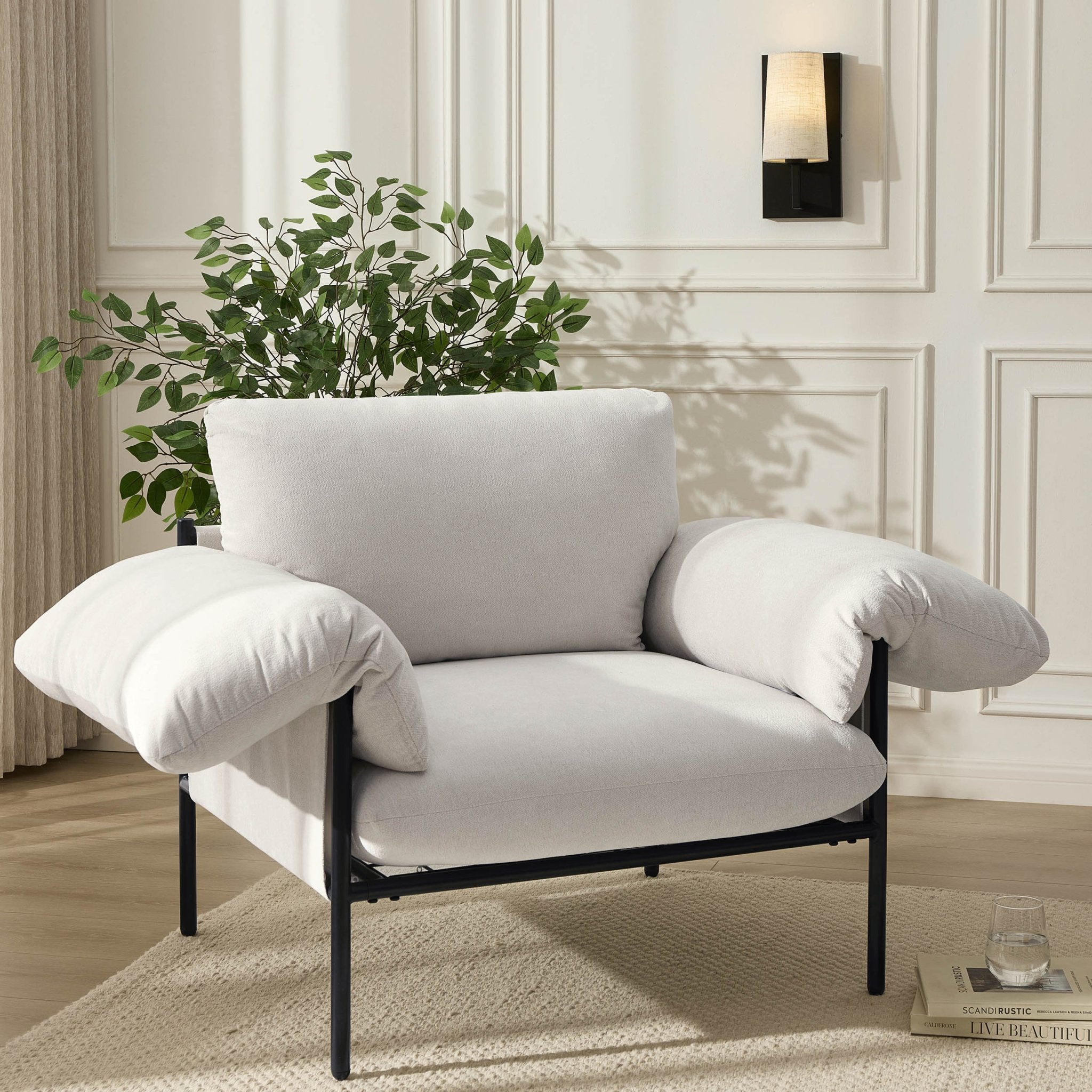 Maeve Slouched Accent Chair - Chenille Ivory – DUSK