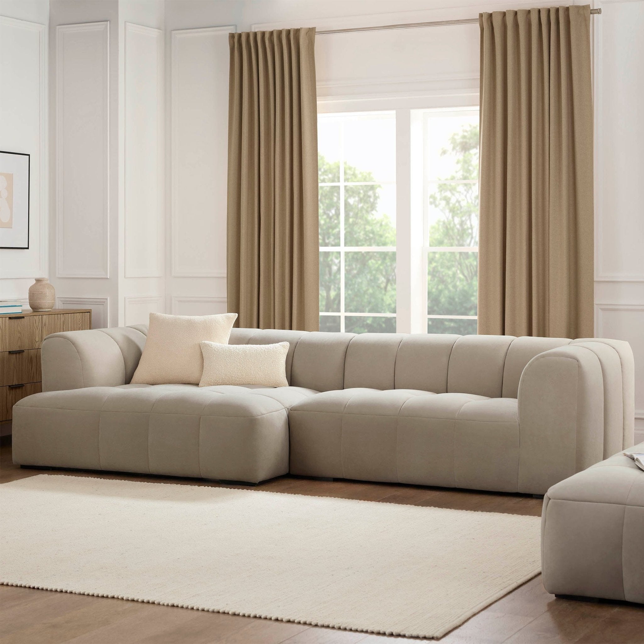 Manhattan Left Hand Large Chaise Sofa - Stone – DUSK