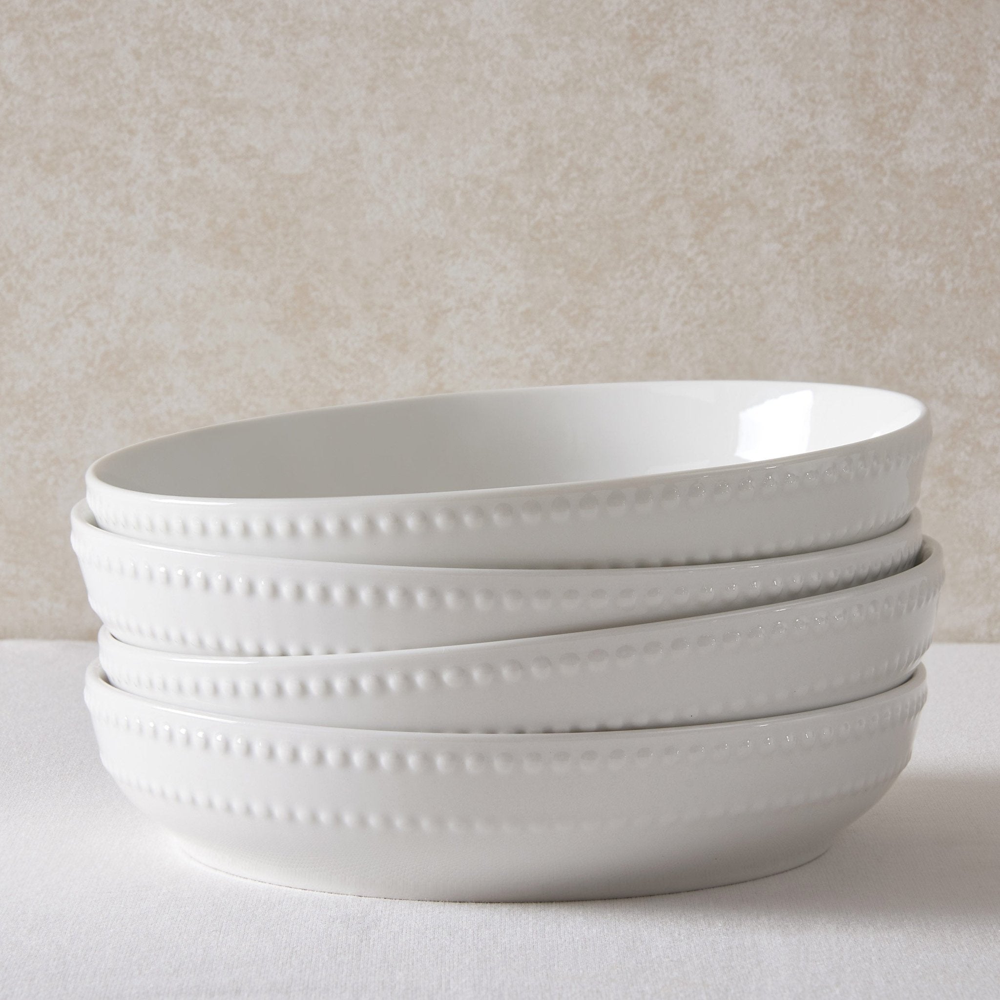 Margalo Beaded Set of 4 Pasta Bowls - White – DUSK
