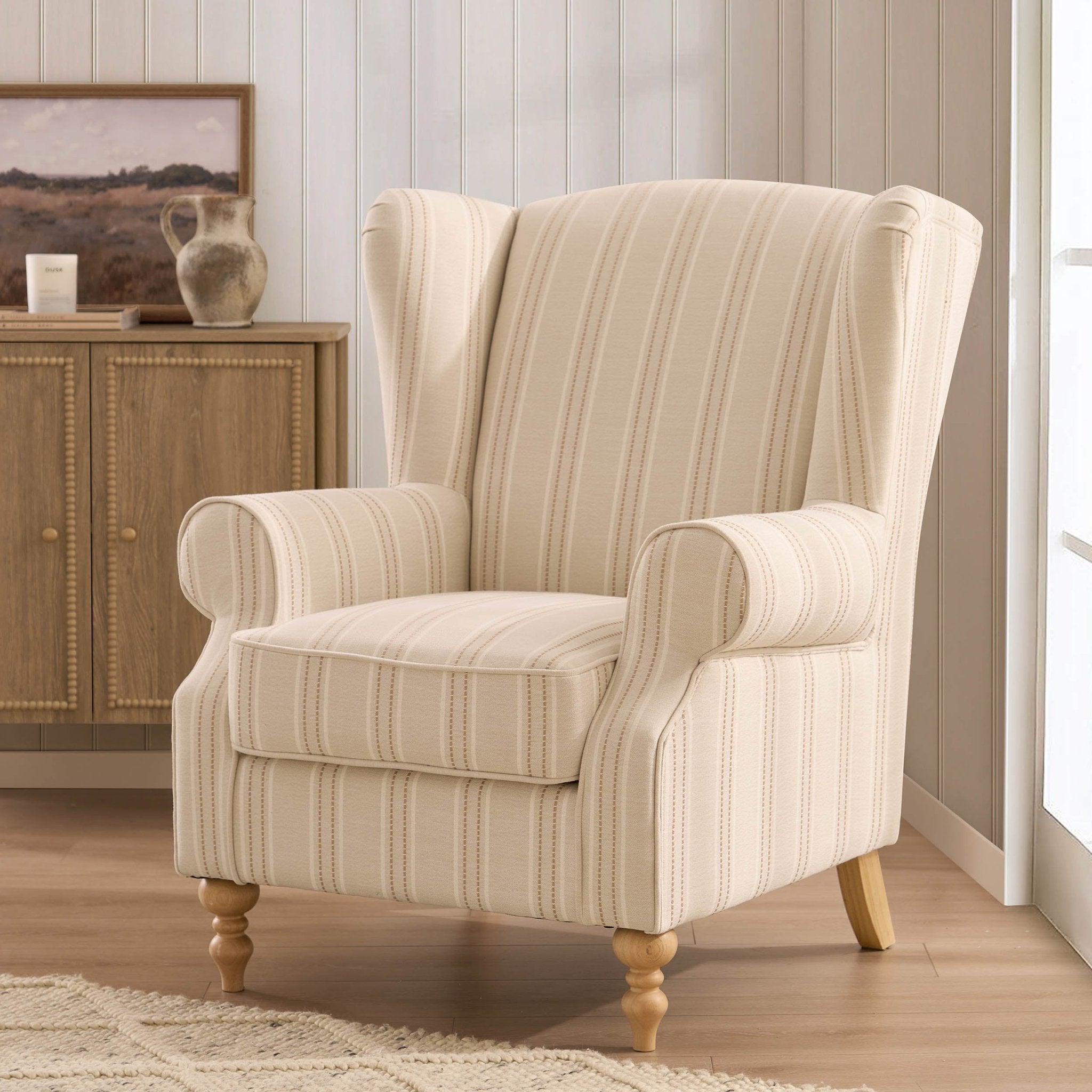 Nora Armchair - Natural Stitched Stripe – DUSK