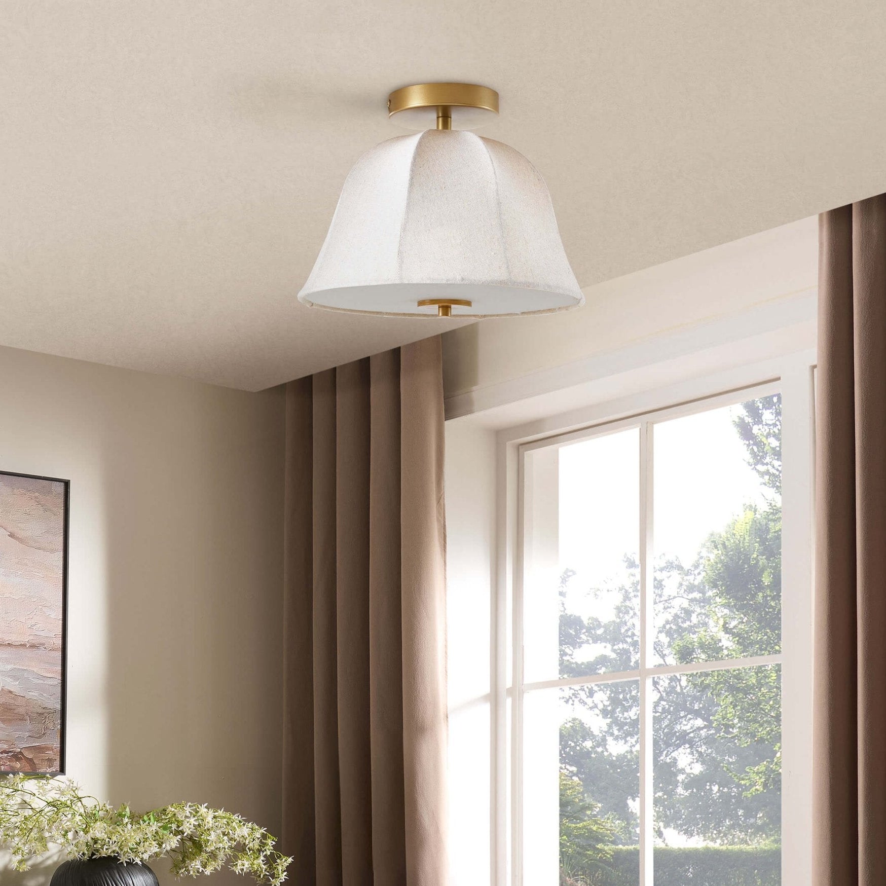Penn Antique Bronze Linen Blend Ceiling Light - Gold – DUSK