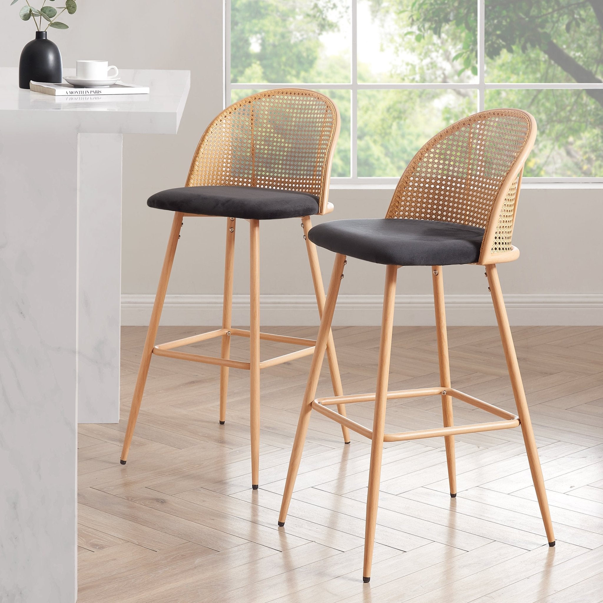 Phoebe Set of 2 Barstools - Charcoal/Natural – DUSK